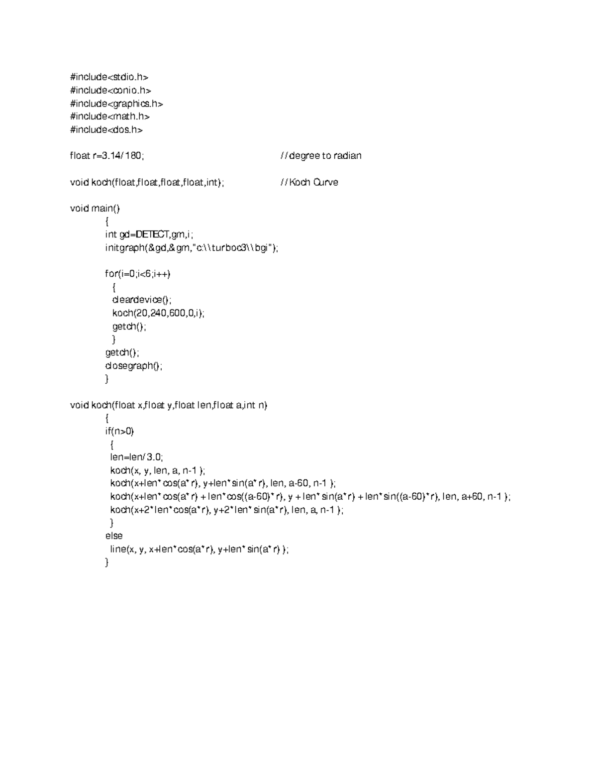Koch - Koch curve - #include #include #include - Studocu