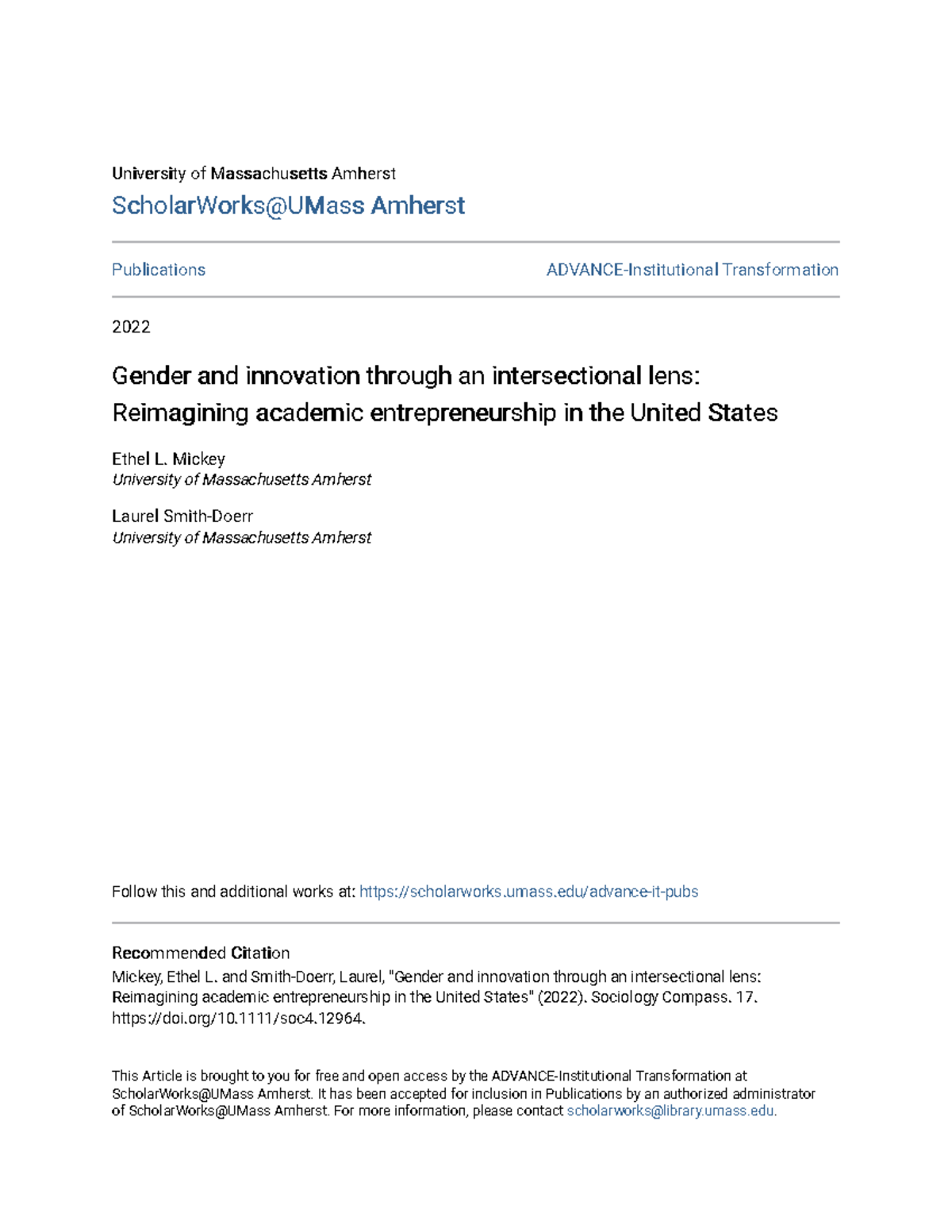 Gender and innovation through an intersectional lens Reimagining ...