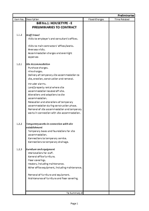 Abstracts Complete - Abstract sheets for Bills of Quantities - Project ...