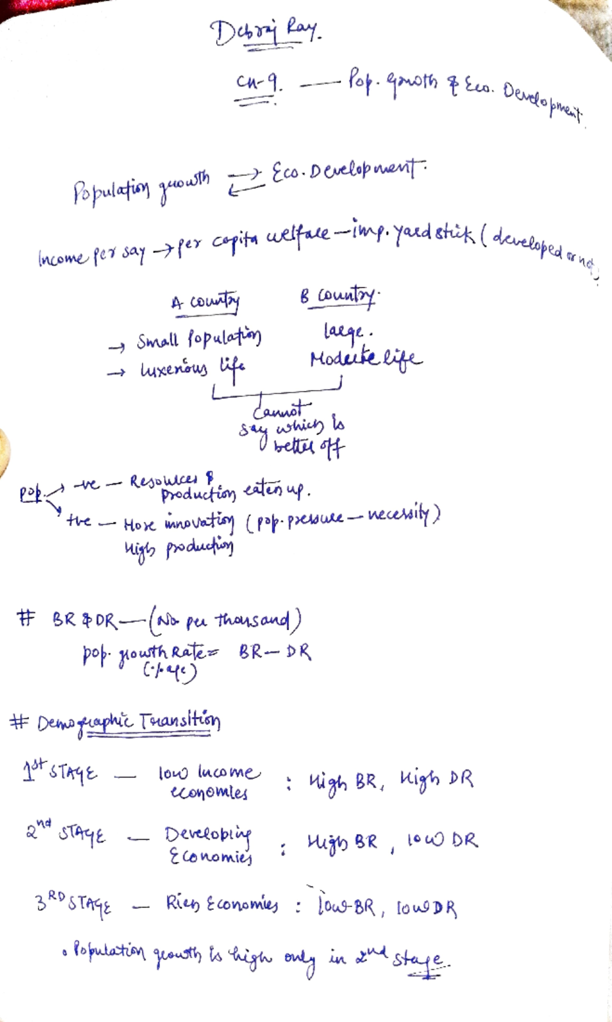Ch 9, dev eco notes - Dari la. Cu-9. Pot qoh tu. Dego Fopulati rouih ...
