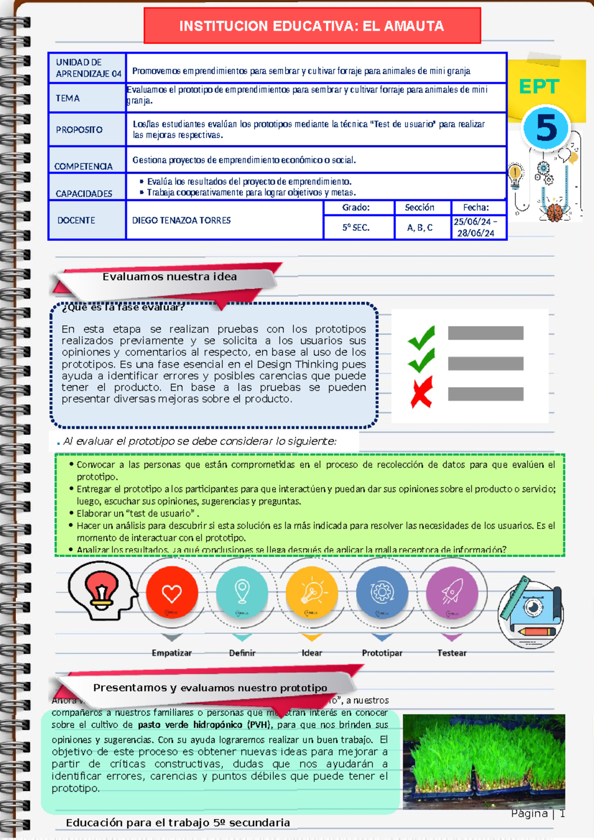5° EPT. Ficha ACTV 04. Unidad 04 - Página | 1 EPT 5 • Al evaluar el ...