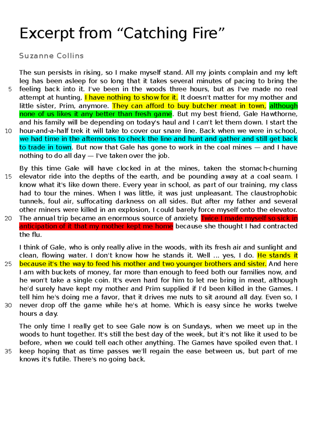 Excerpt from Catching Fire Questions Only - Excerpt from “Catching Fire ...