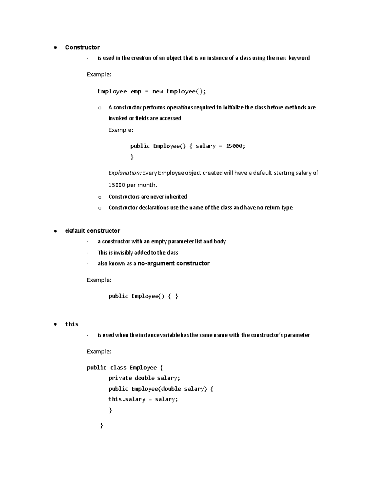 Oop Midterm Reviewer • Constructor Is Used In The Creation Of An Object That Is An Instance