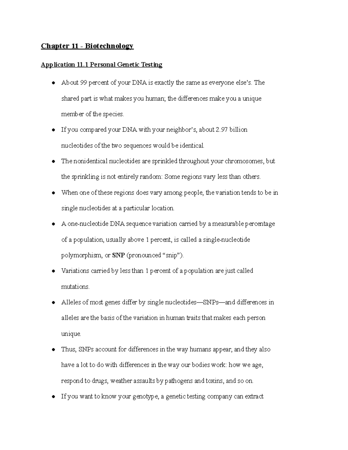 BIO 101 - Chapter 11 Biotechnology - Chapter 11 - Biotechnology ...