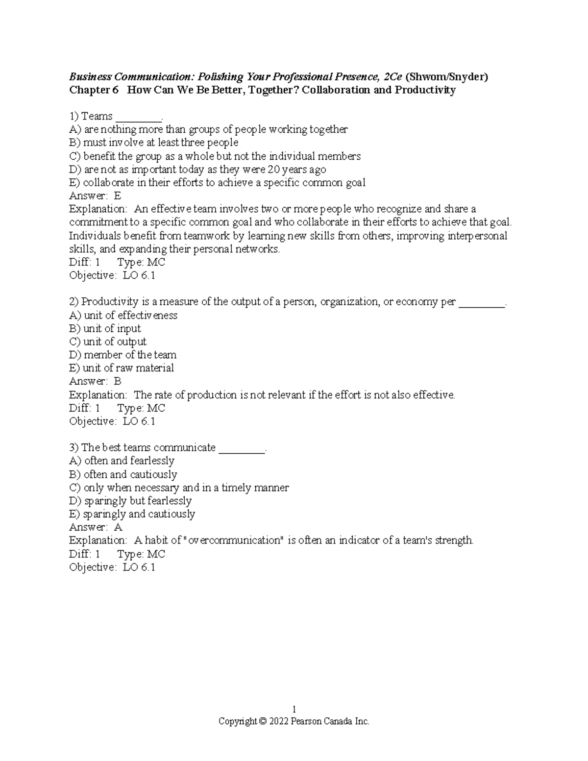 COM103 test bank - Business Communication: Polishing Your Professional ...