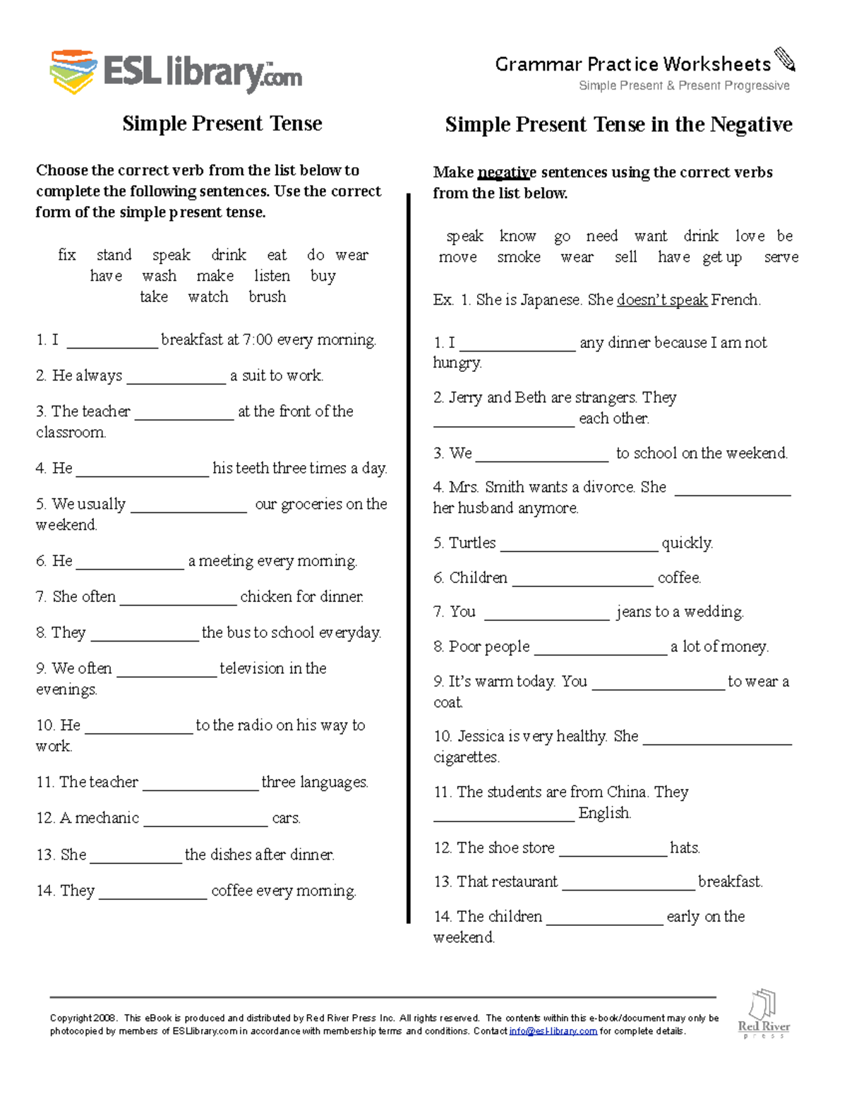 2 Simple-Present test - Practica en verb tenses - Copyright 2008. This ...