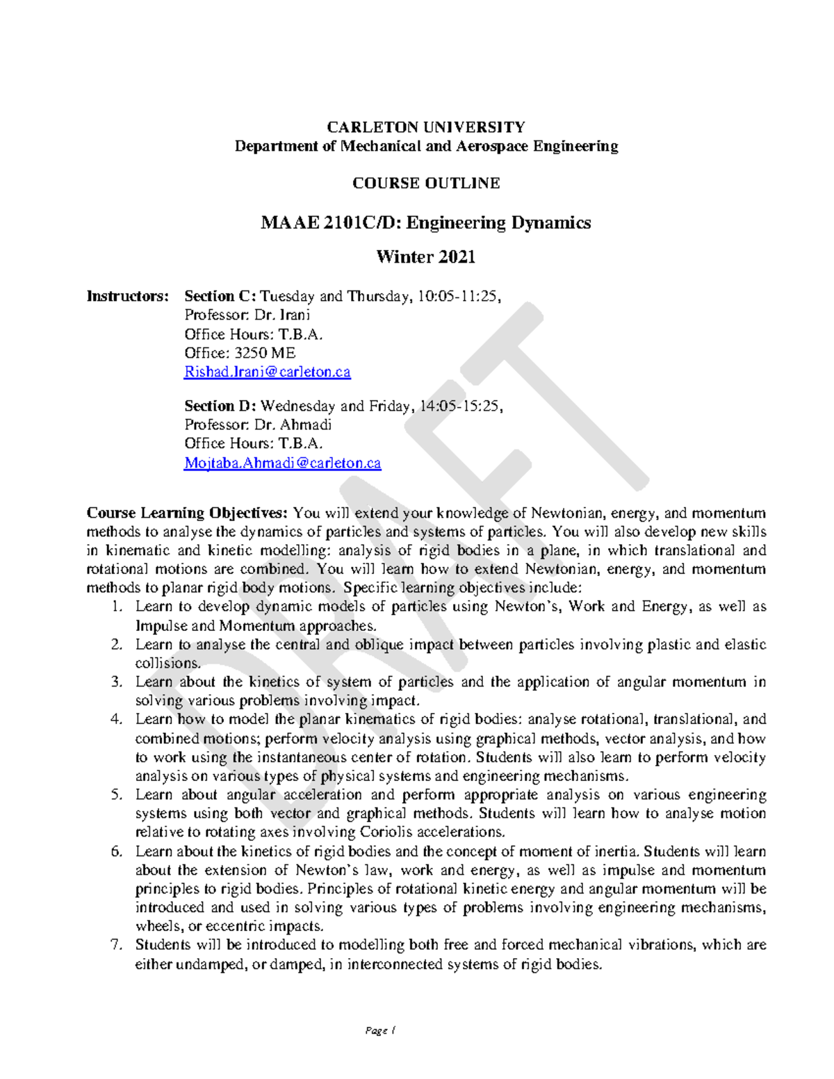 MAAE2101 W21 Outline Rev1 - CARLETON UNIVERSITY Department of ...