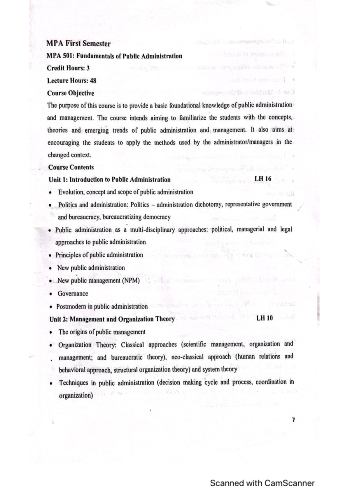 Micro-Syallabus of MPA - Public Administration - Studocu