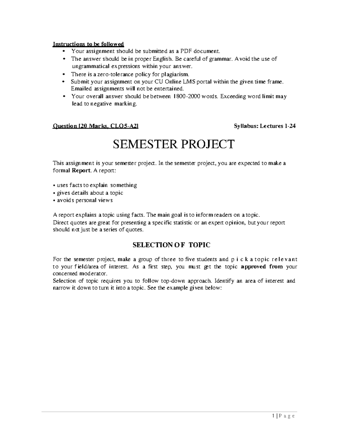 A3 instructions - Notes - 1 | P a g e Instructions to be followed Your ...