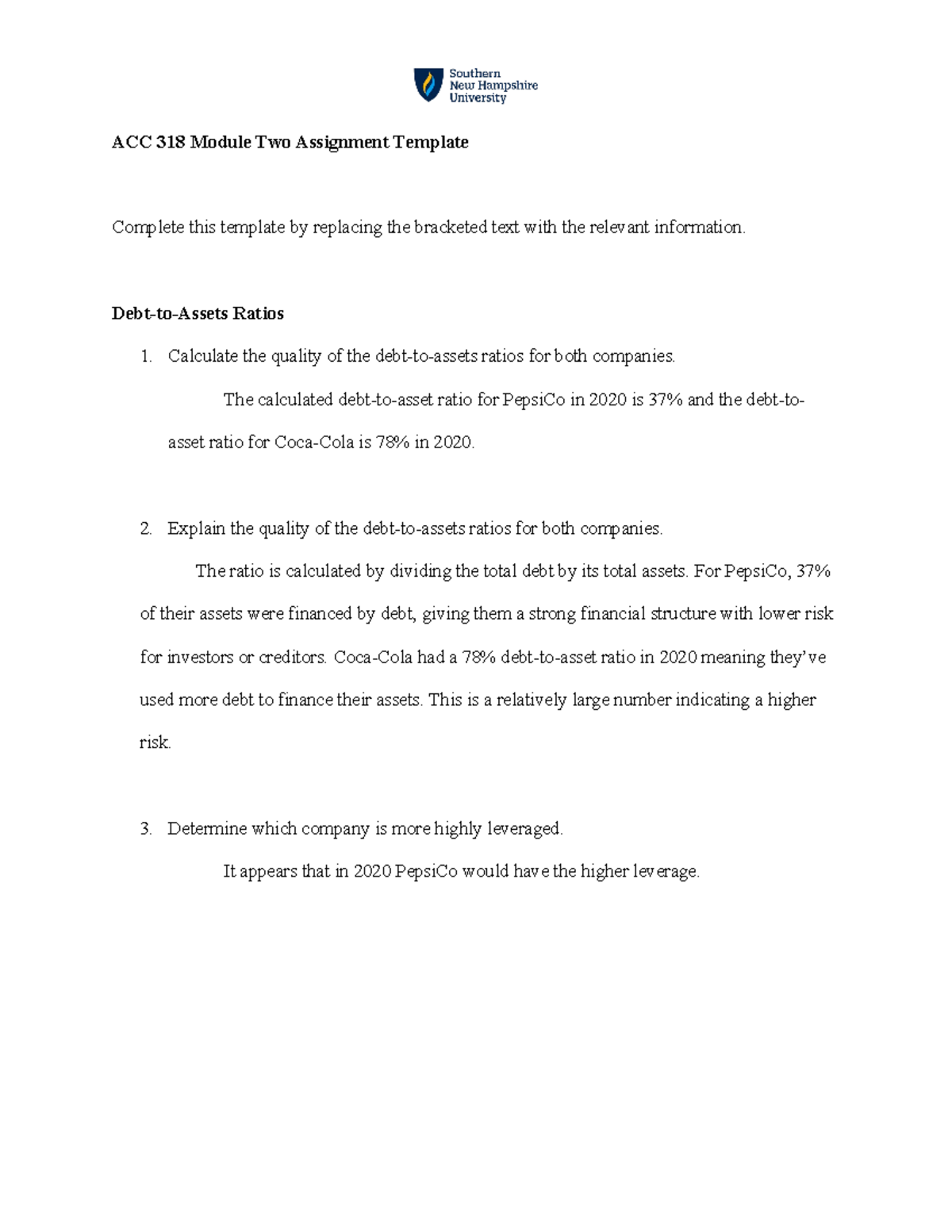 ACC 318 Module Two Assignment Template - ACC 318 Module Two Assignment ...