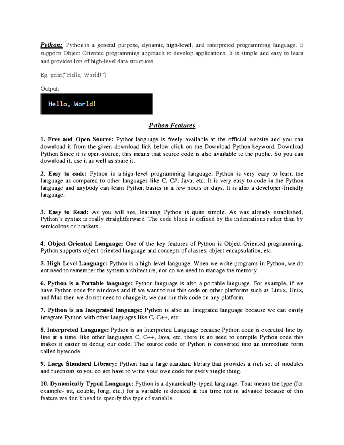 Python(UNIT 1) - ,ldfg - Python: Python is a general purpose, dynamic, high-level, and ...