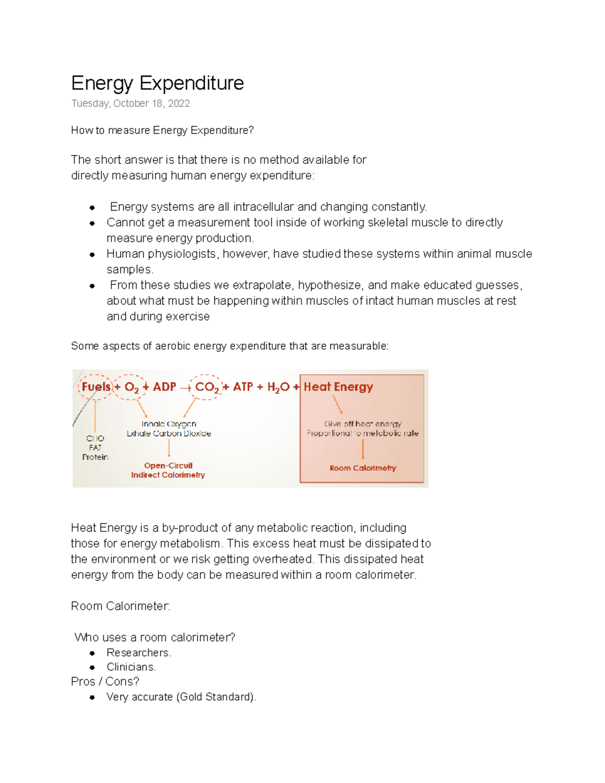 Energy Expenditure 1 Energy Expenditure Tuesday October 18 2022 How
