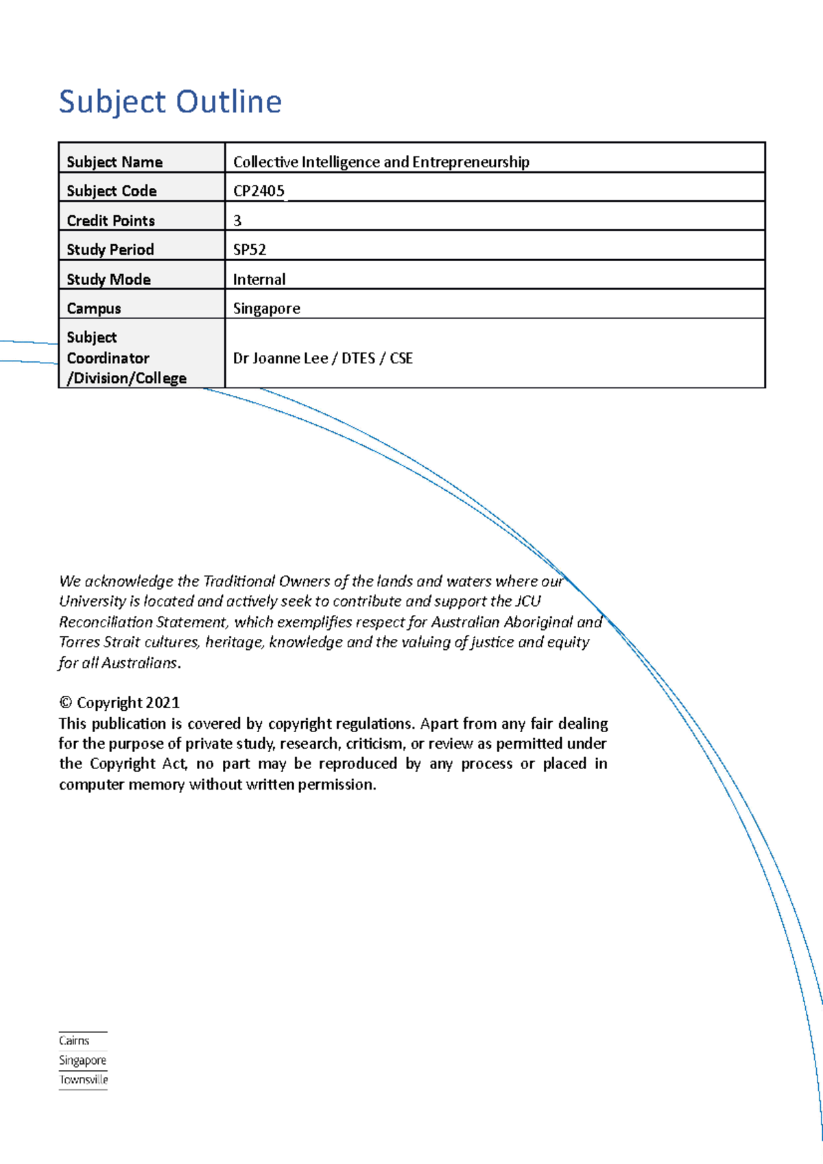 CP2405-2021-SP52-Subject Outline-Approved - Subject Outline Subject ...