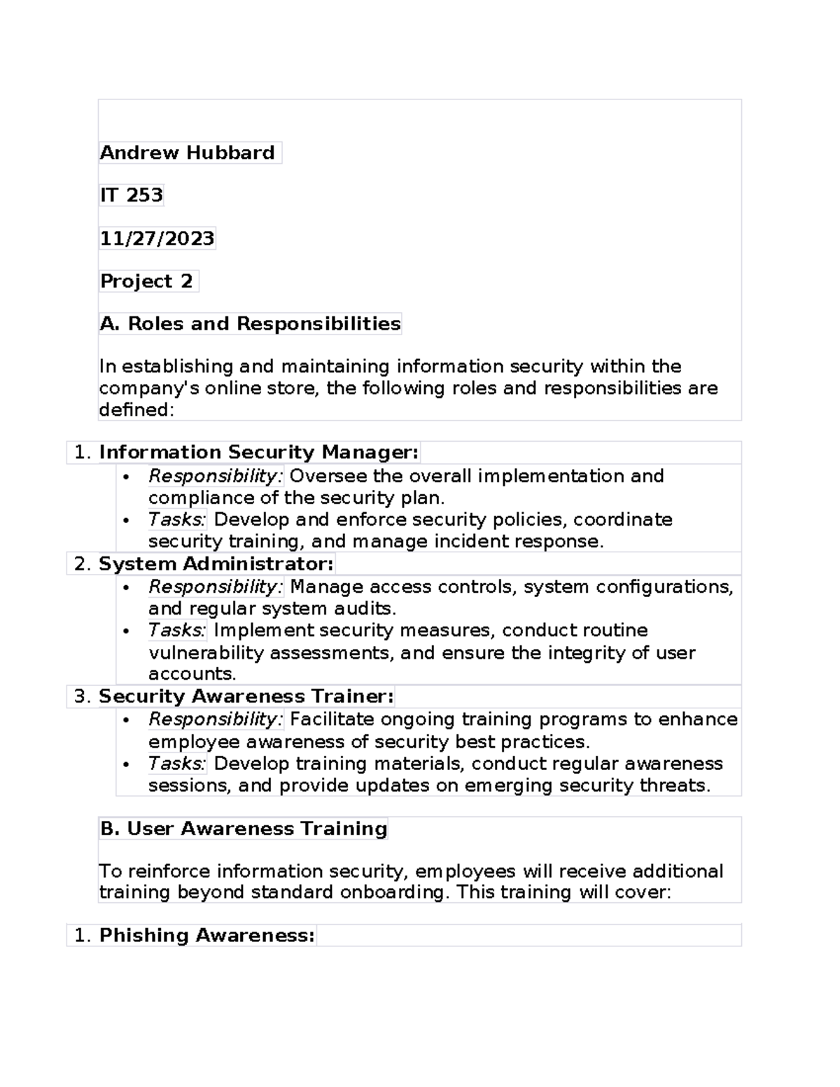 Andrew Hubbard 2 - work - Andrew Hubbard IT 253 11/27/ Project 2 A ...