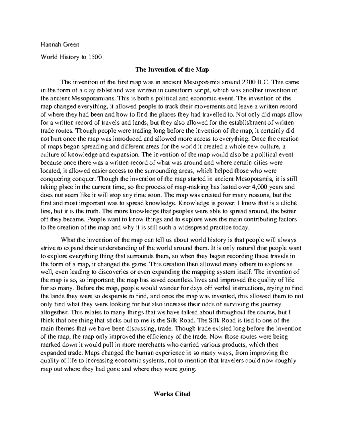 The Invention of the Map - Hannah Green World History to 1500 The ...