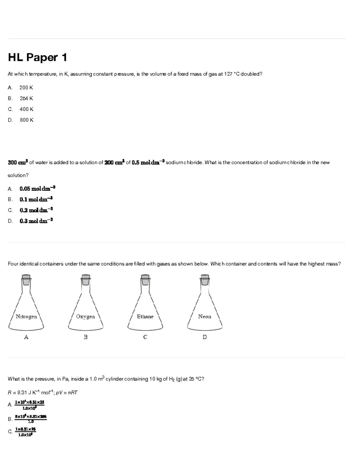 HL-paper 1 - HL Paper 1 At which temperature, in K, assuming constant ...