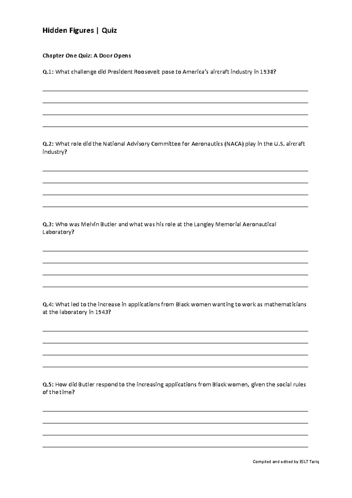 Hidden Figures Quiz Ch 1-2 - Hidden Figures | Quiz Compiled and edited ...