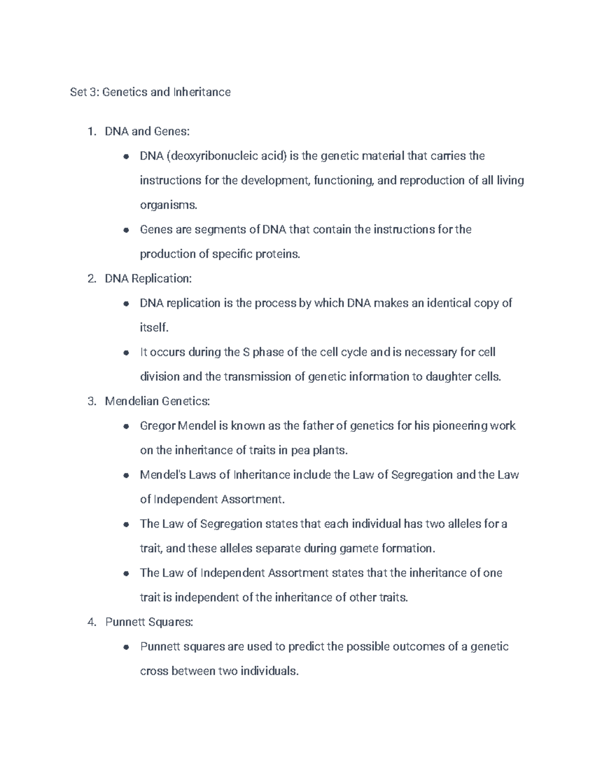 Set 3 Genetics and Inheritance - Set 3: Genetics and Inheritance DNA ...