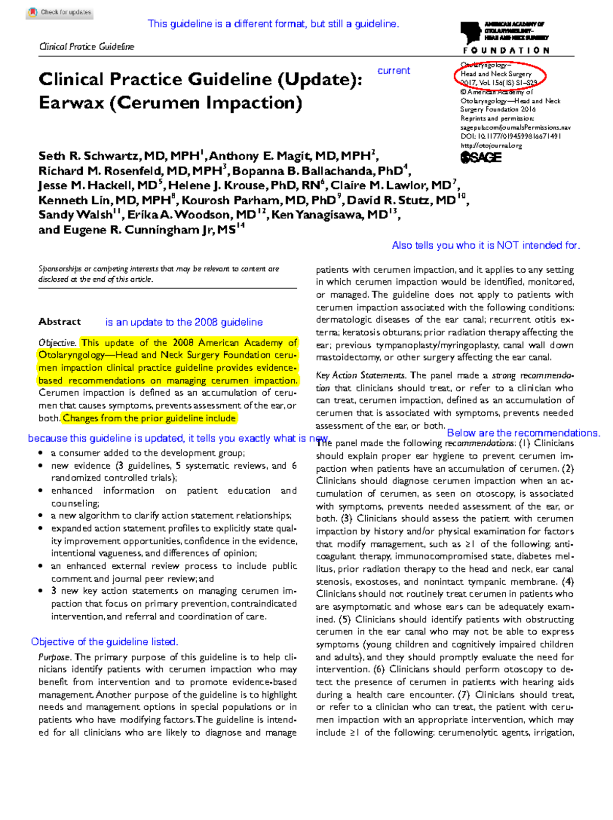 EBP Example Clinical Practice Guideline (Update) Earwax (Cerumen ...