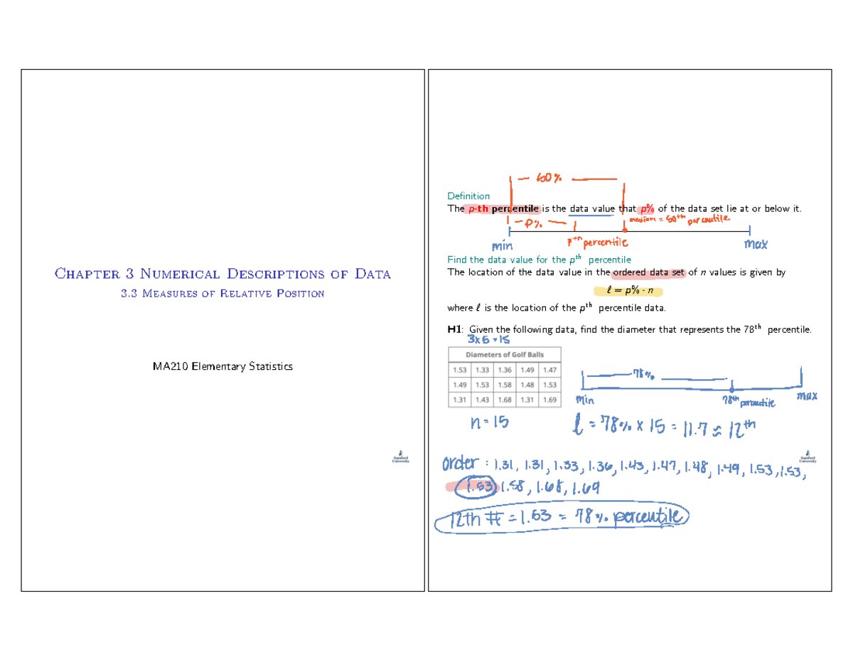 MATH 210 - 3.3 - Week 3 - Numerical Descriptions of Data: Measures of ...