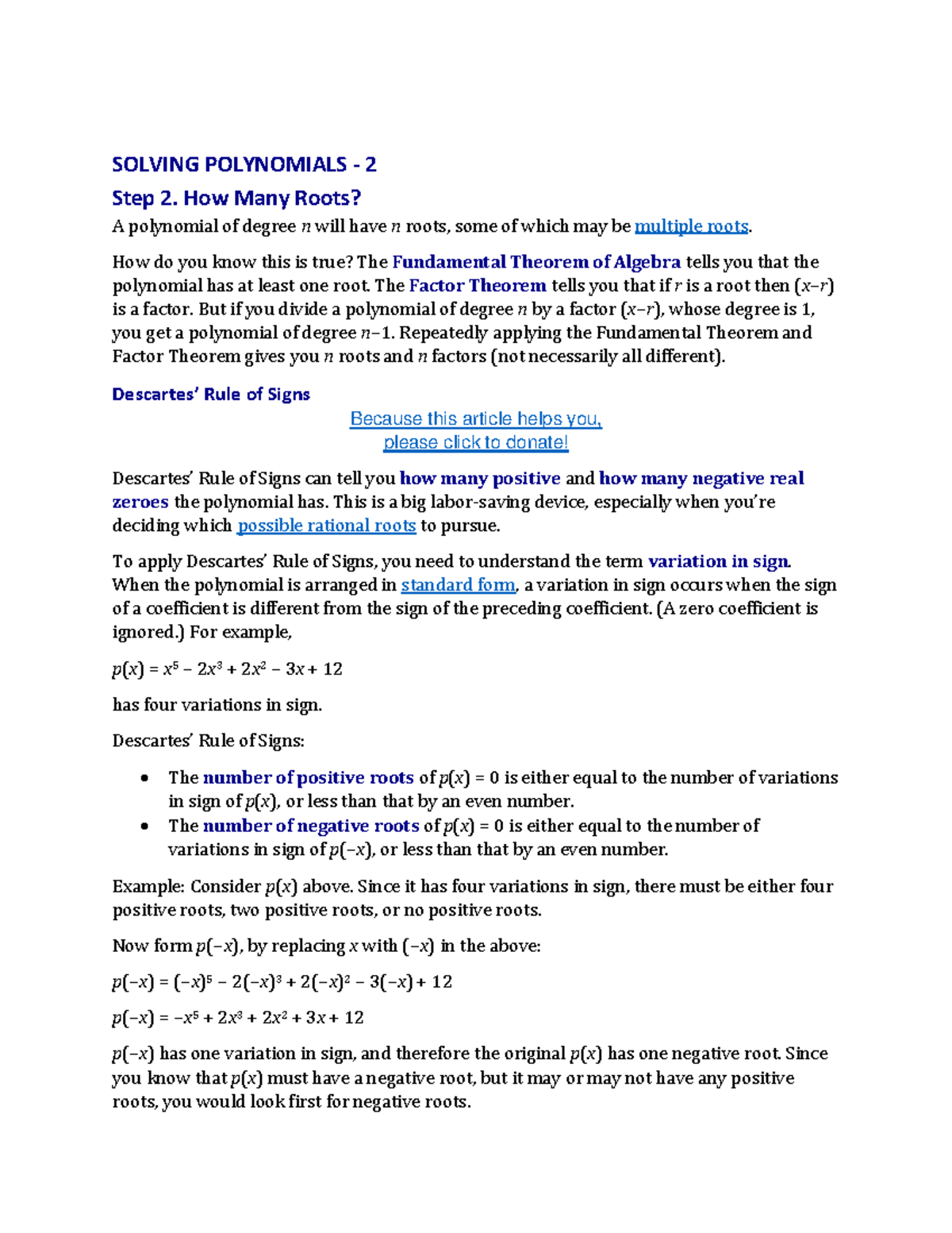 ACCOUNTING COURSE SAMPLE PROBLEM - SOLVING POLYNOMIALS - 2 Step 2. How ...