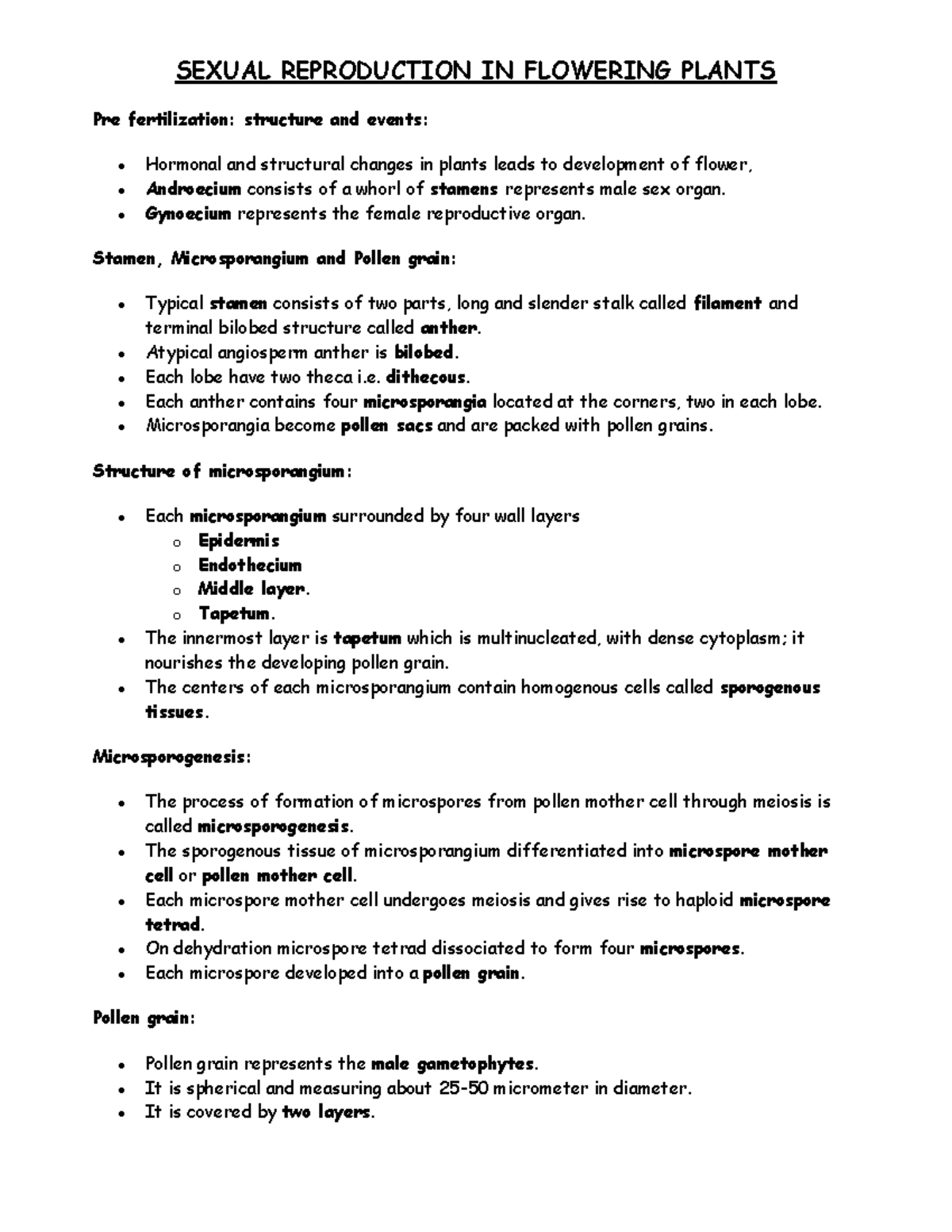 Sexual Reproduction in flowering Plants notes - SEXUAL REPRODUCTION IN ...