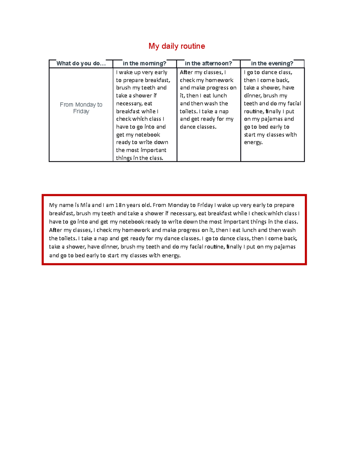 My daily routine - MY DEAYLI RUTINE TRABAJO EN GRUPO DE INGLES III - My ...