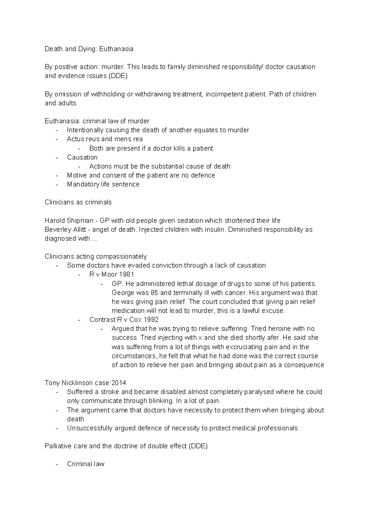 Euthanasia - lecture notes - Death and Dying: Euthanasia By positive ...