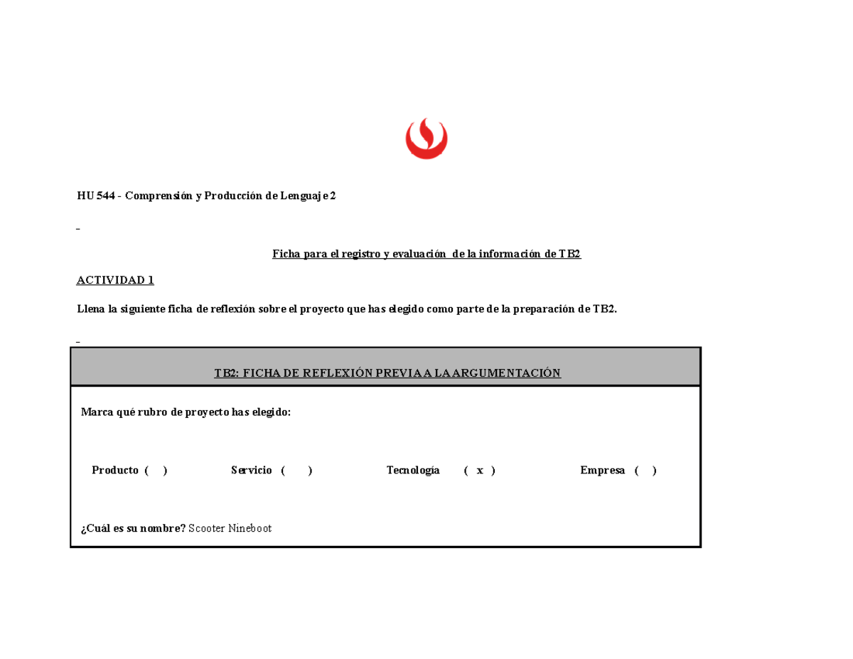 TB2-CPL - TB2 - CPL nota aprobatoria de 19 - HU 544 - Comprensión y Producción de Lenguaje 2 ...