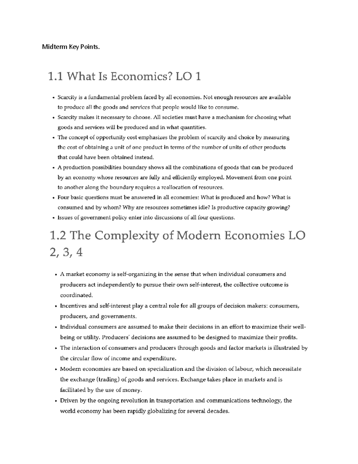 Econ 201 Midterm Key Points - ECON 201 - Midterm Key Points. - Studocu