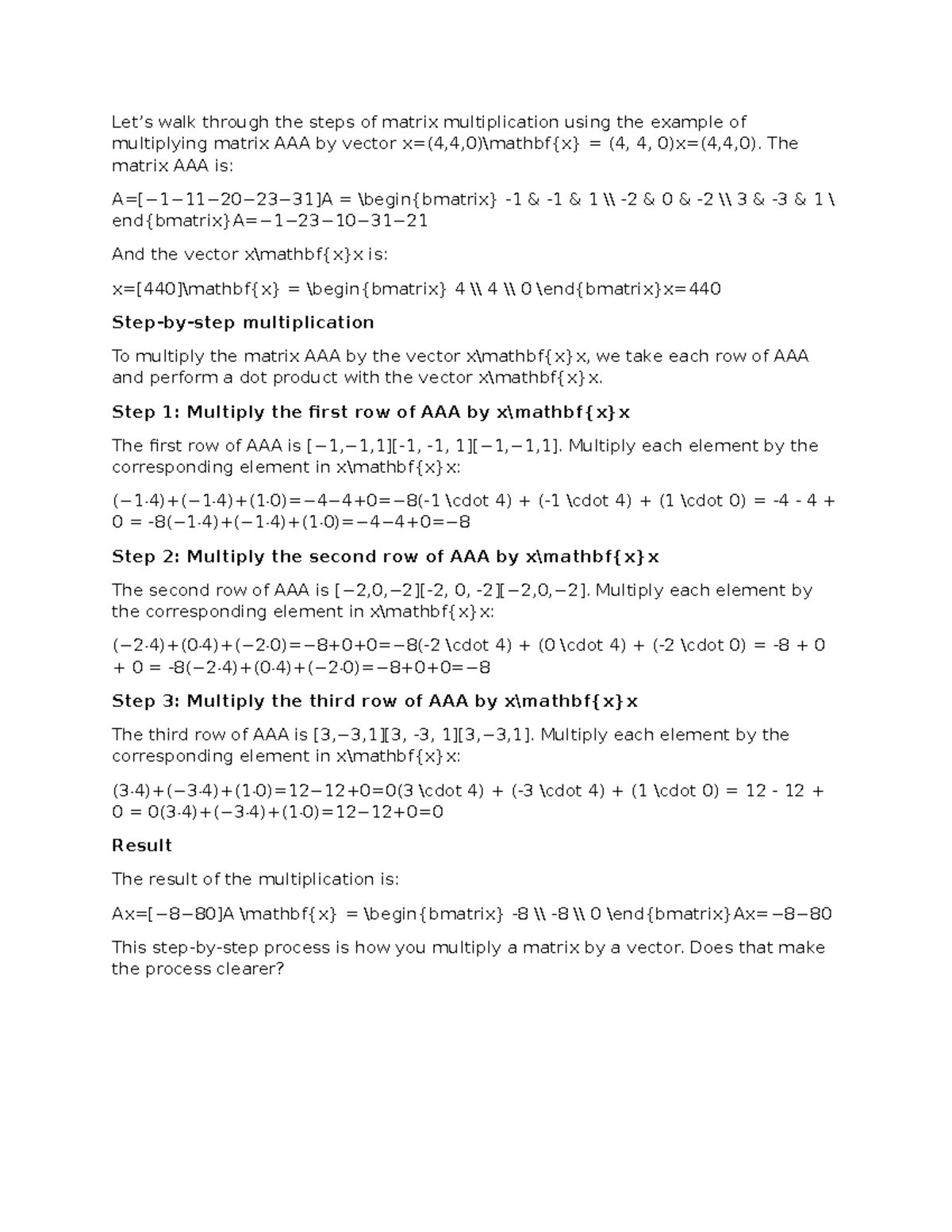 MATH 2 - Example question matrices and cramers rule. - Let’s walk ...