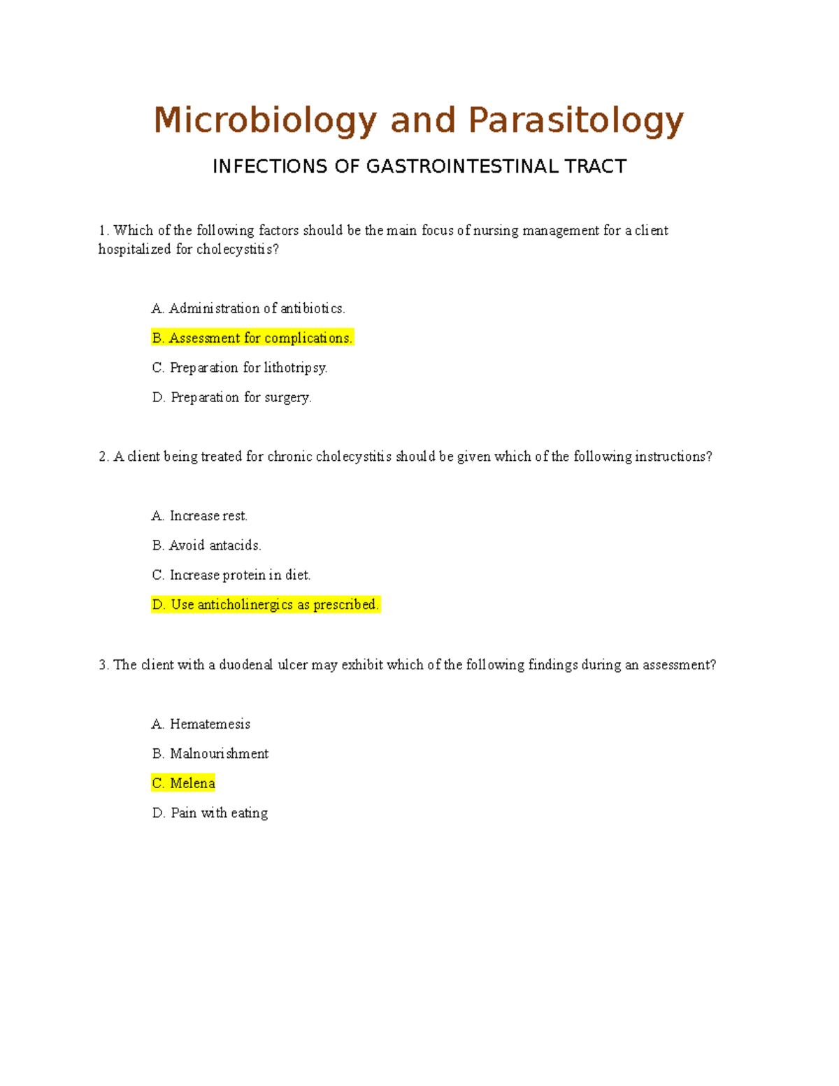 Gastrointestinal Tract 6 - Microbiology and Parasitology INFECTIONS OF ...
