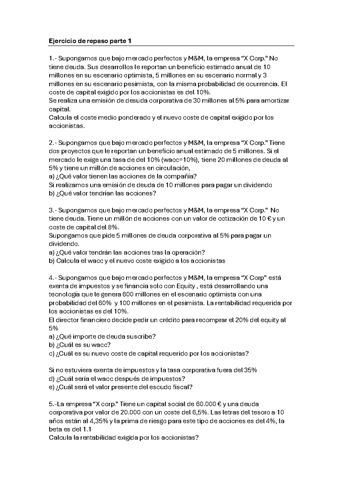 Ejercicios de repaso tema 1 - Ejercicio de repaso parte 1 1 ...