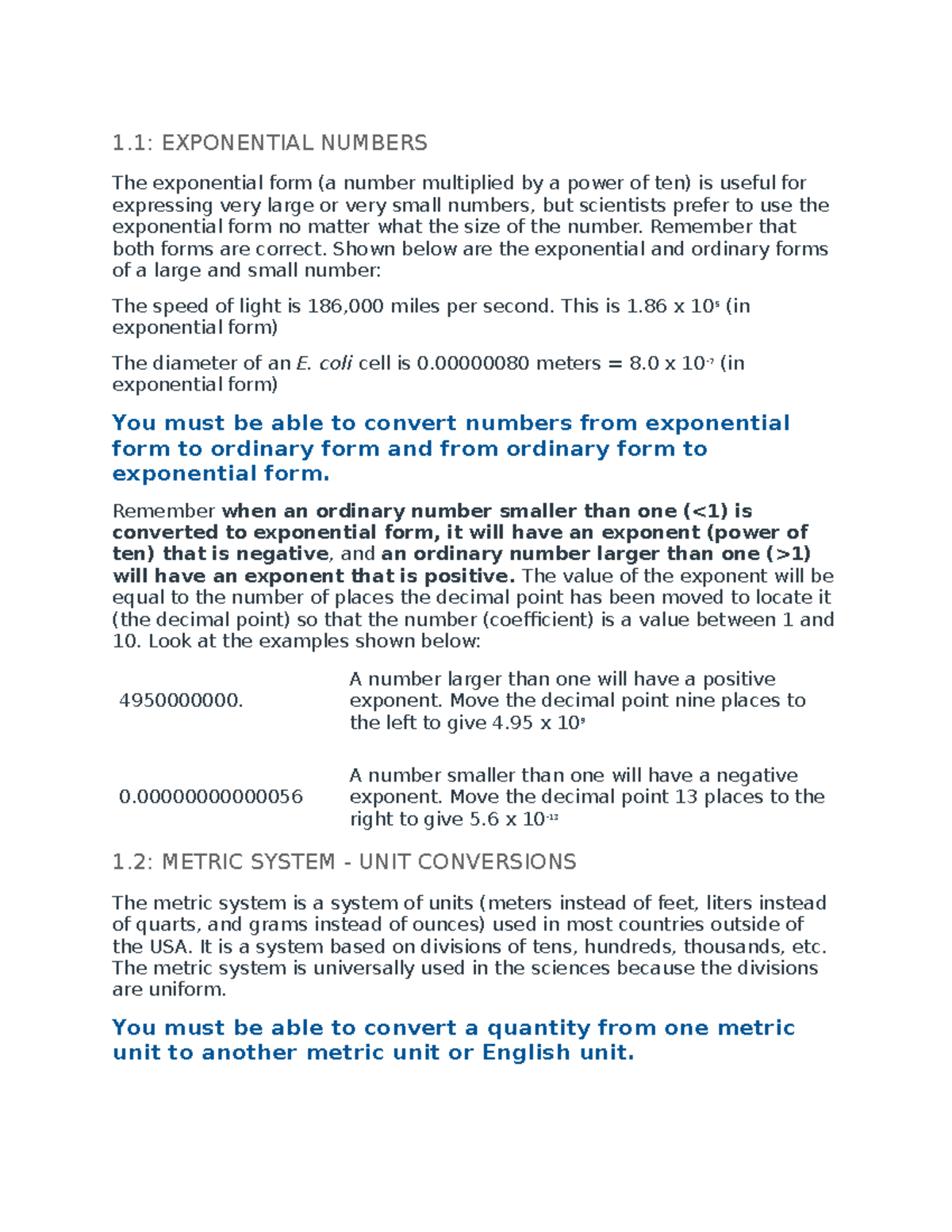 Lesson 1 notes from online - 1: EXPONENTIAL NUMBERS The exponential ...