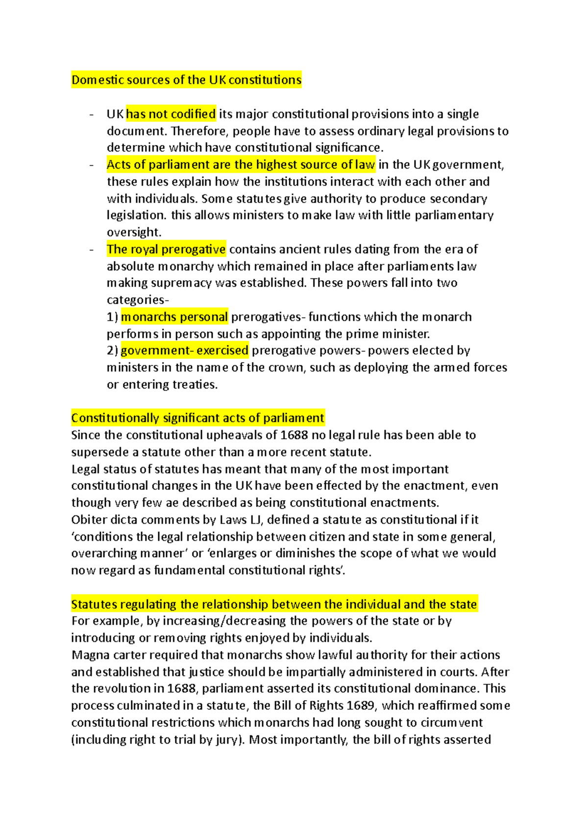 Ch.2 domestic sources of the UK constitution - Domestic sources of the ...