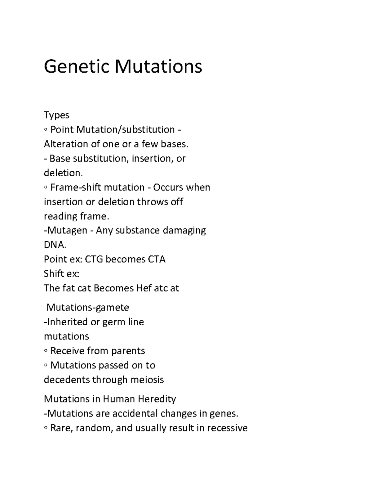 Document 37 (34) (26) - Biology lecture - Genetic Mutations Types Point ...