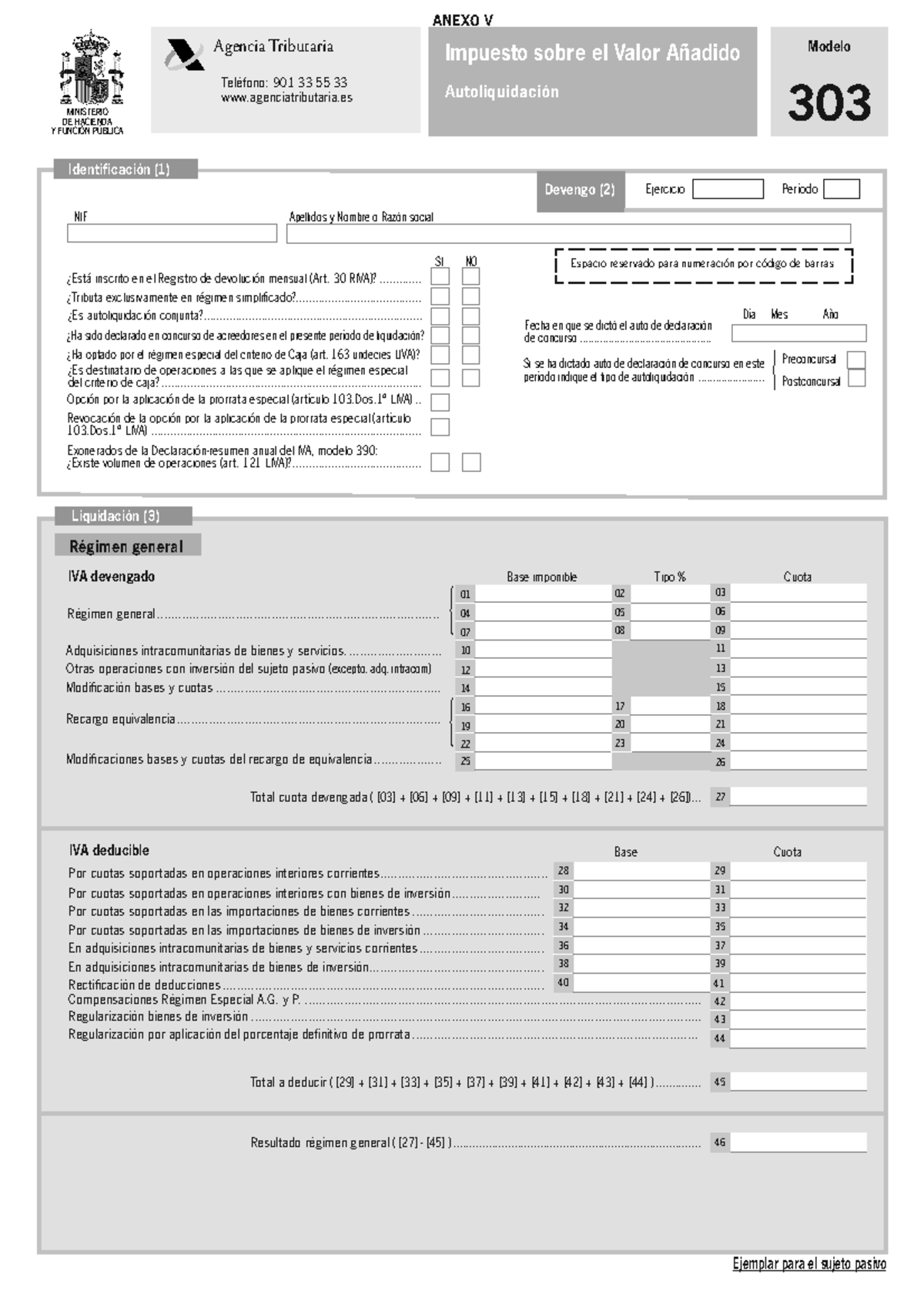 Modelo 303 - mod - Impuesto sobre el Valor Añadido Autoliquidación ...