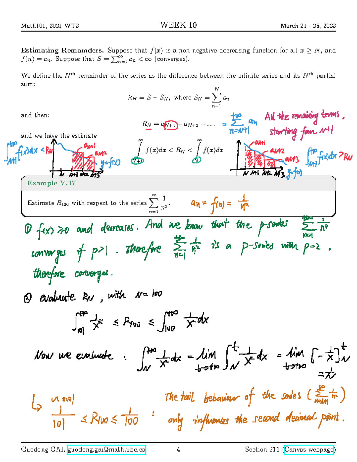 MATH101 Week 10 L1 Lecture Notes - MATH 101 - UBC - StuDocu