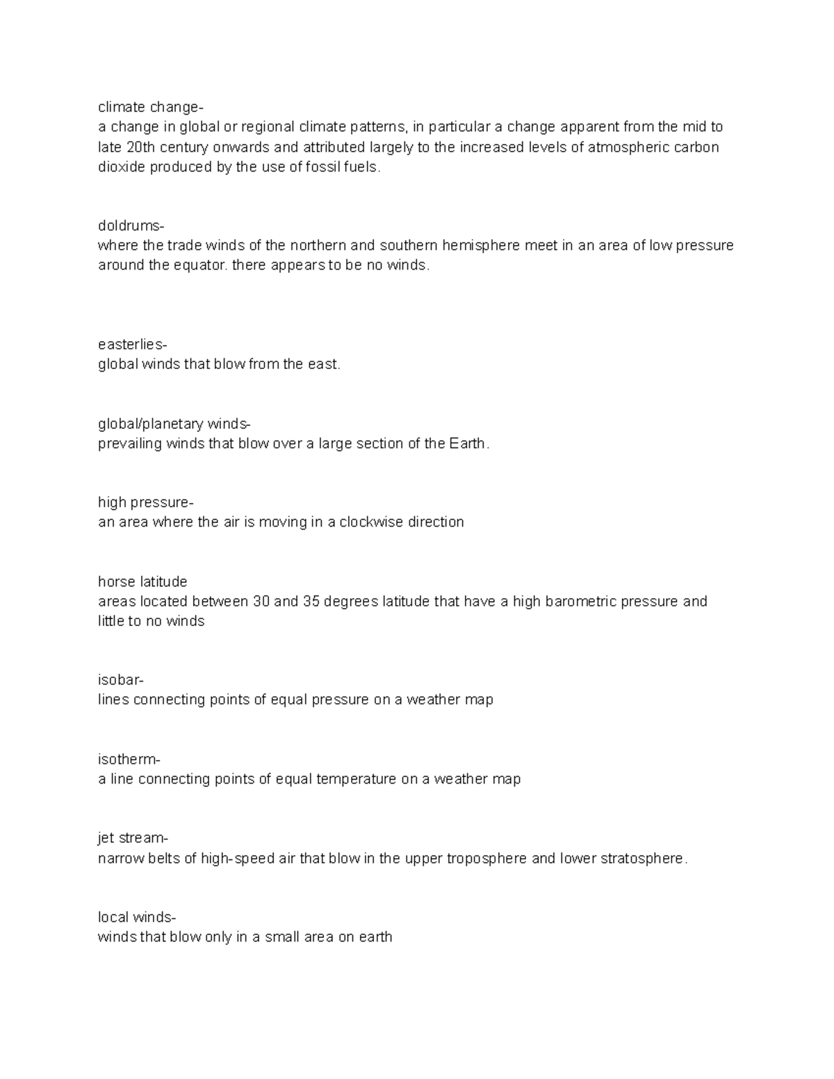 Earth Science Unit 12 - climate change- a change in global or regional ...