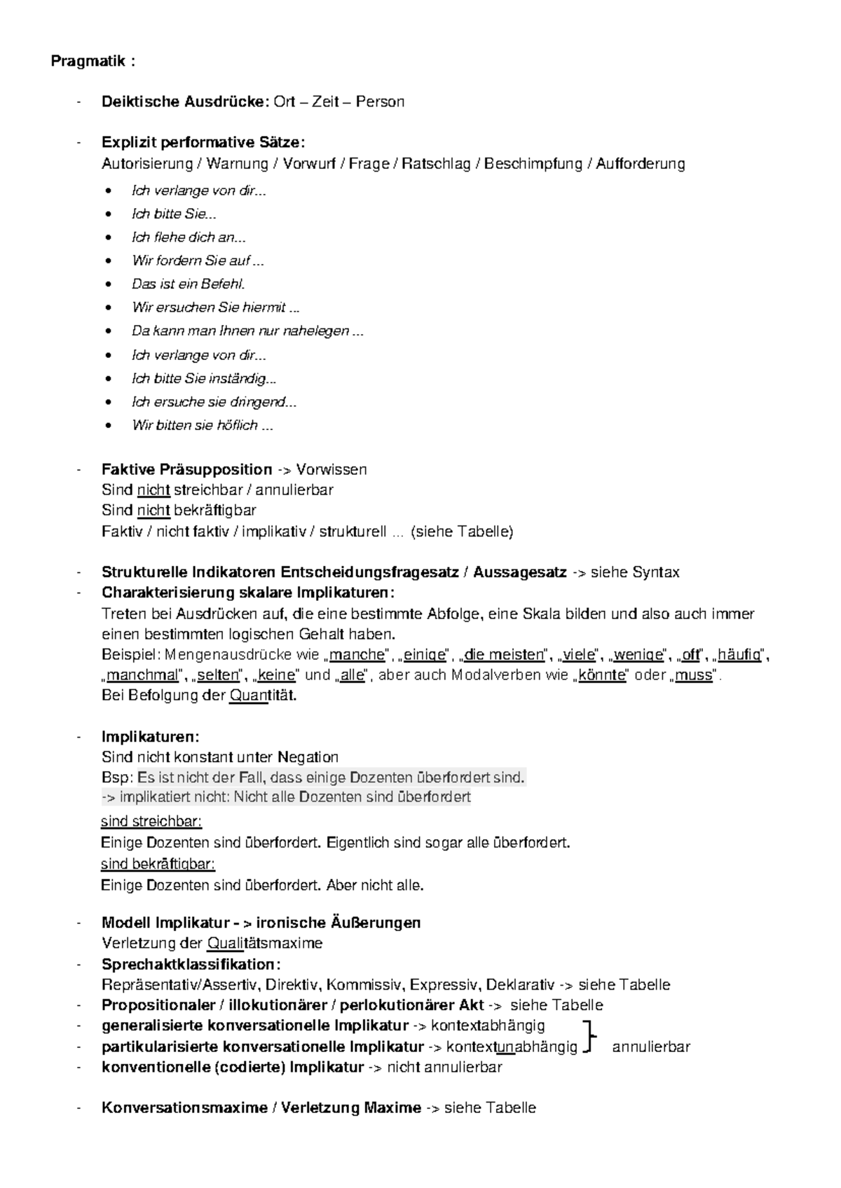 Stichpunkte Zusammengefasst - Pragmatik : Deiktische Ausdrücke: Ort ...