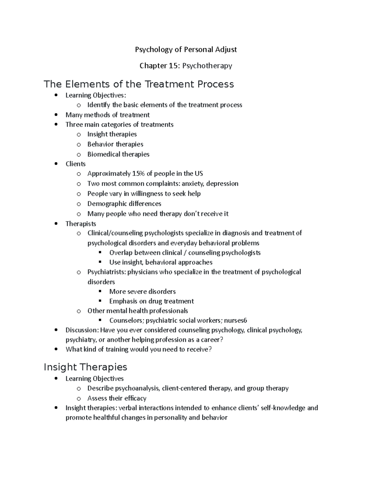 15 Adjust - Lecture notes 10 - Psychology of Personal Adjust Chapter 15 ...
