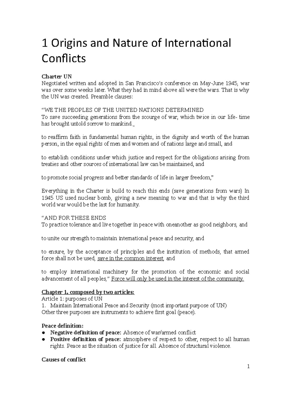 Apuntes finales de los readings - 1 Origins and Nature of International ...