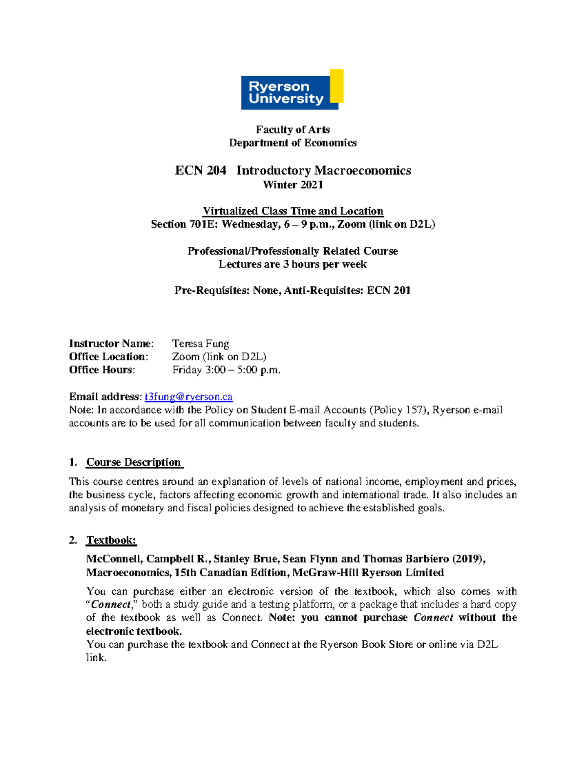 ECN 204-701E course outline W2021 - Faculty of Arts Department of ...