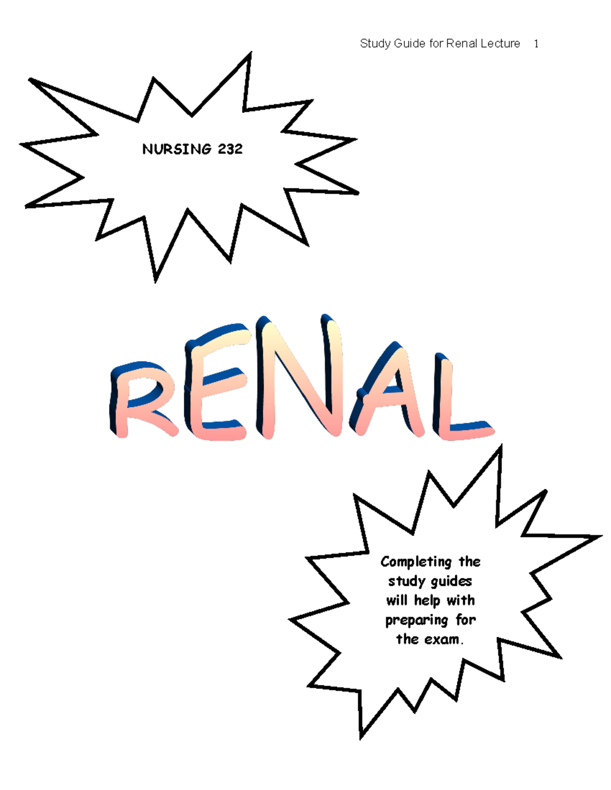 Renal+Study+Guide - Renal - Completing the study guides will help with ...