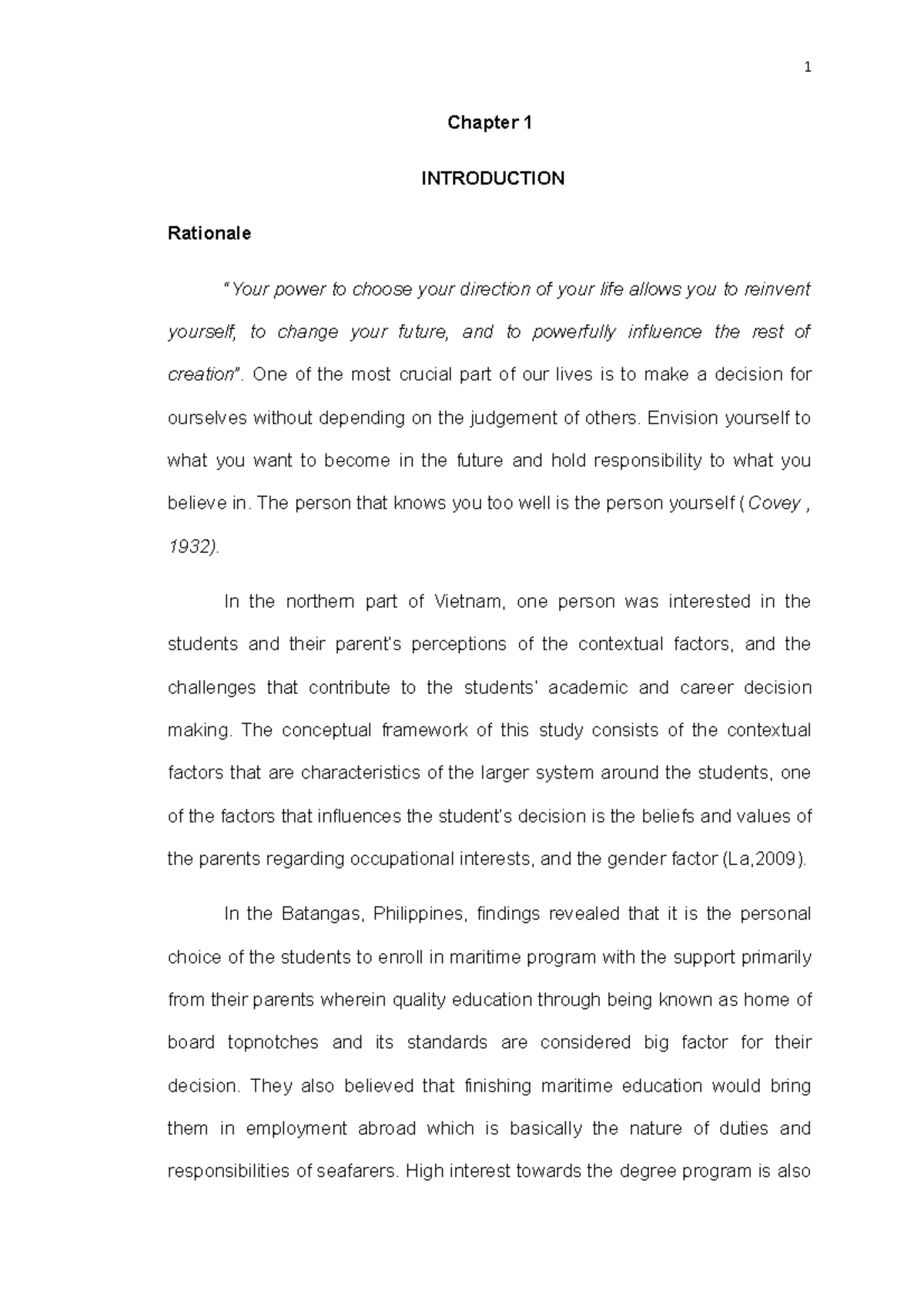 Semi Final RP - journal - Chapter 1 INTRODUCTION Rationale “Your power ...