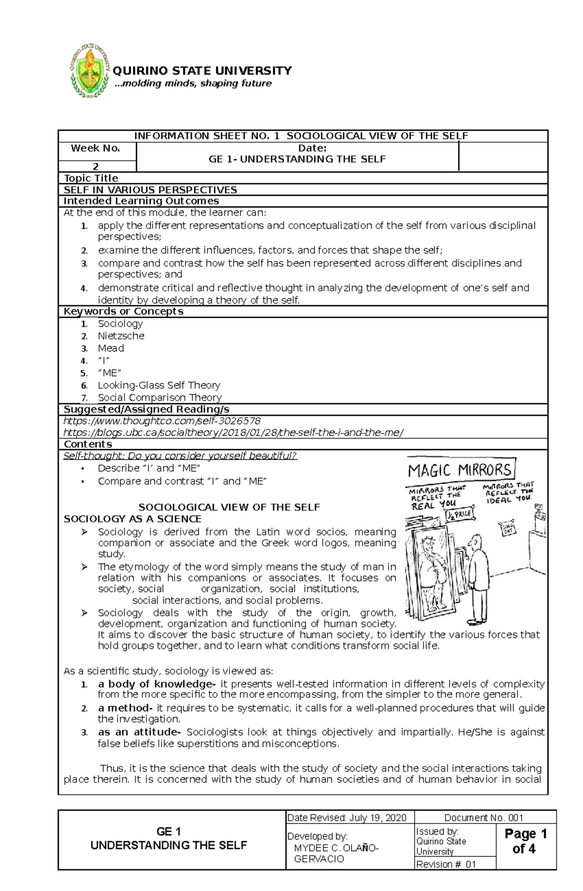 Week-2 - none - .. minds, shaping future INFORMATION SHEET NO. 1 ...