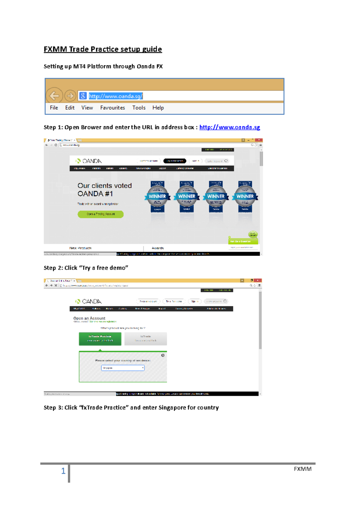 Practical 3b - Setting up MT4 Platform through Oanda FX - FXMM Trade ...
