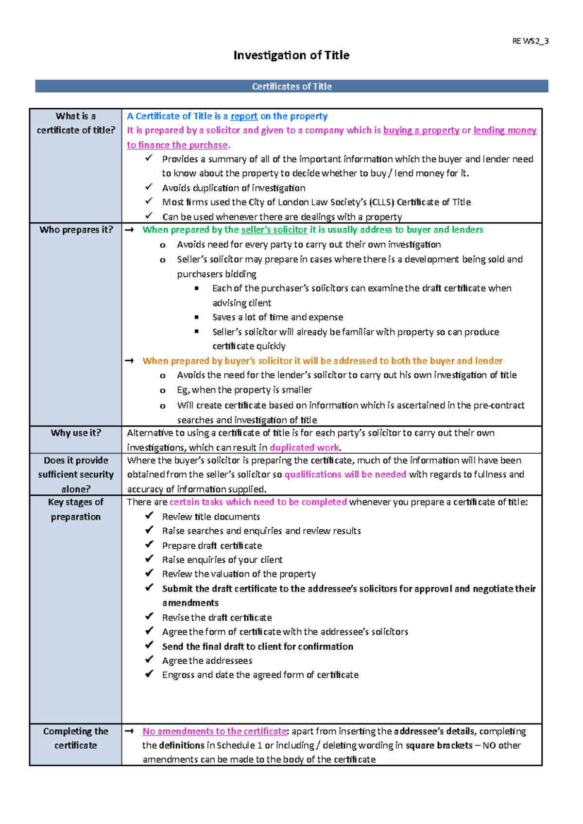 Title Investigation - workshops 2 and 3 - Investigation of Title ...
