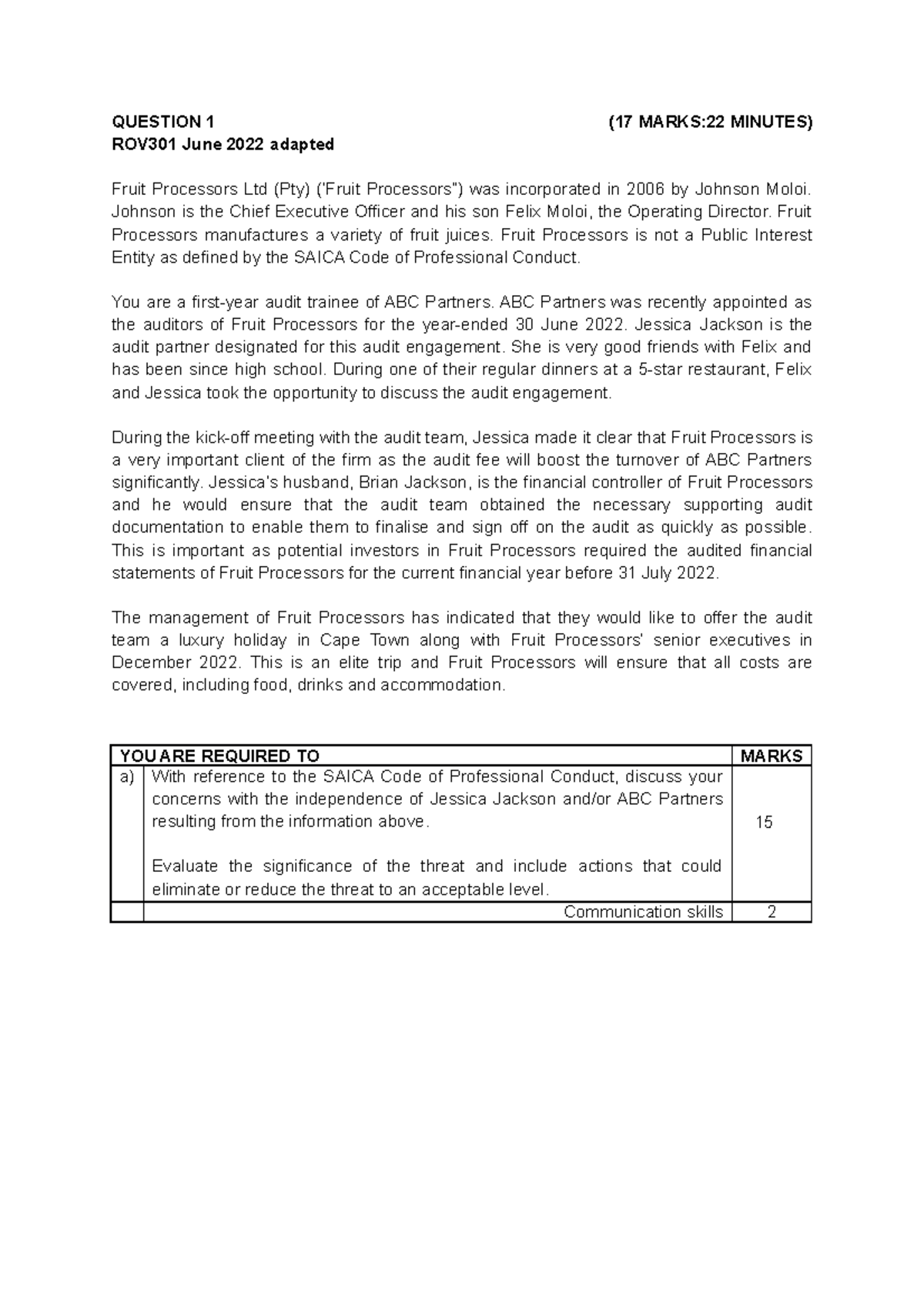 3. ROV Code Fruit processors Assignment (question) - QUESTION 1 (17 ...