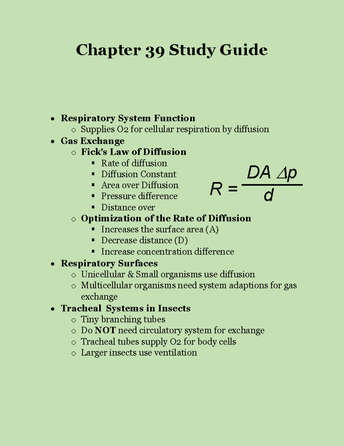 Chapter 39 Study Guide - Respiratory Systems - Chapter 39 Study Guide ...